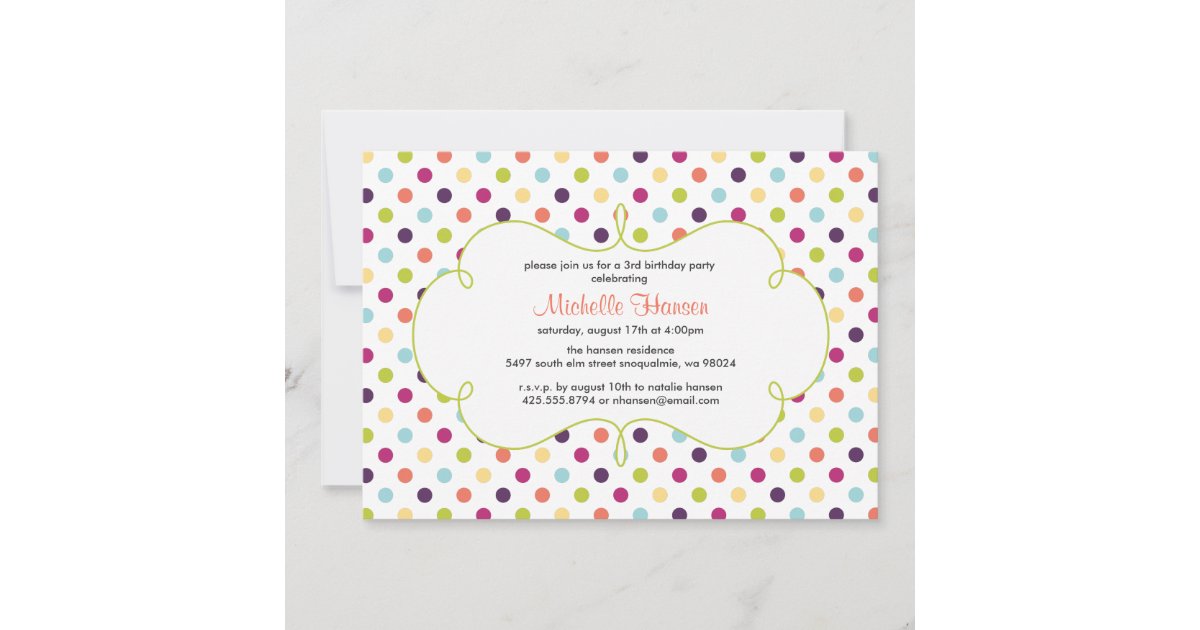 Rainbow Polka Dots Invitation | Zazzle