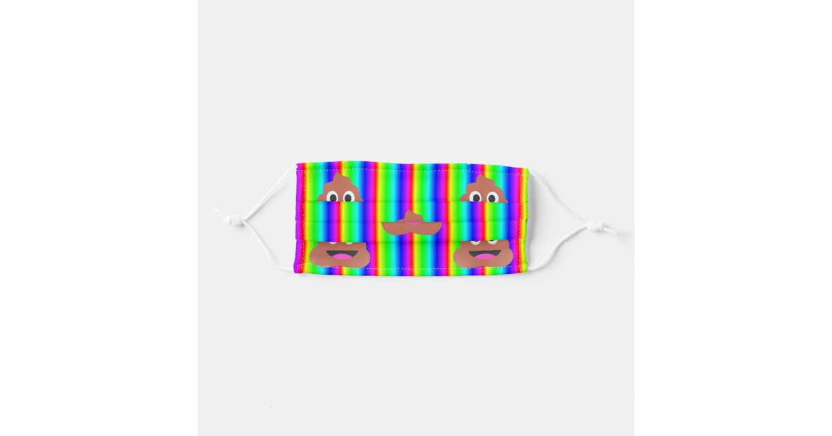 rainbow poop emoji adult cloth face mask | Zazzle