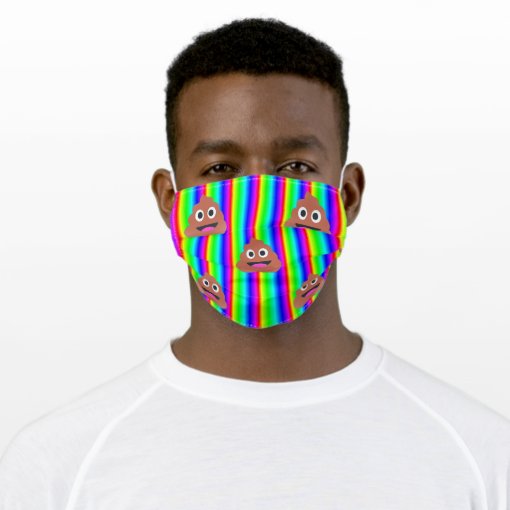 rainbow poop emoji adult cloth face mask | Zazzle