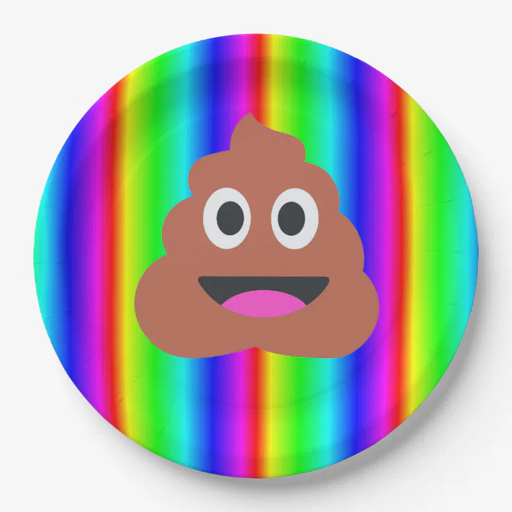 rainbow poop emoji paper plate | Zazzle