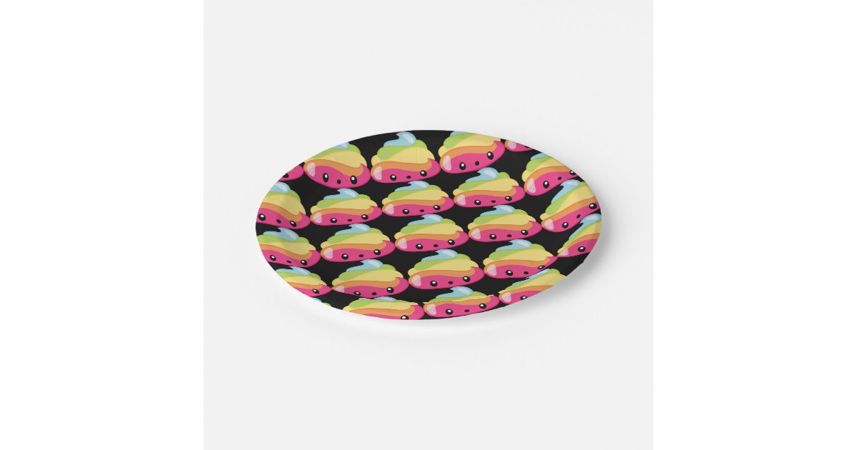 Rainbow Poop Emoji Paper Plates | Zazzle