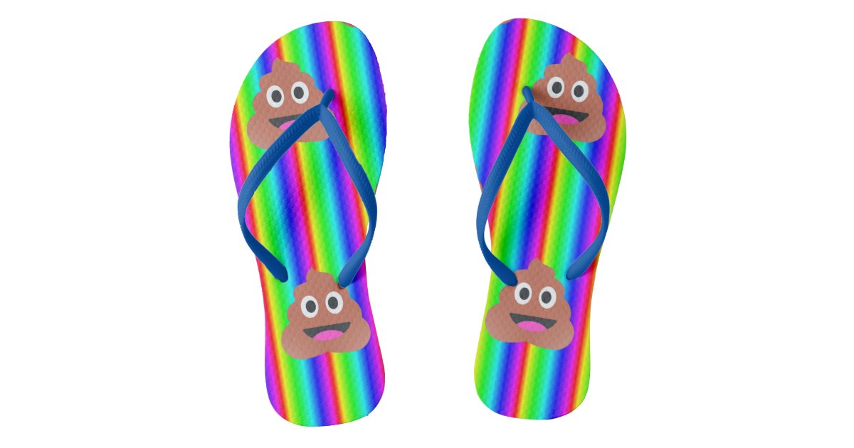 rainbow poop emoji shoes flip flops sandals | Zazzle