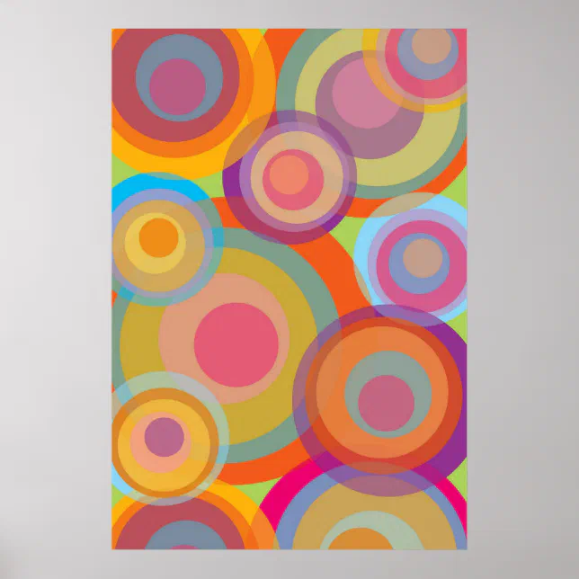 Rainbow Pop Circles Colorful Retro Fun Groovy Chic Poster | Zazzle