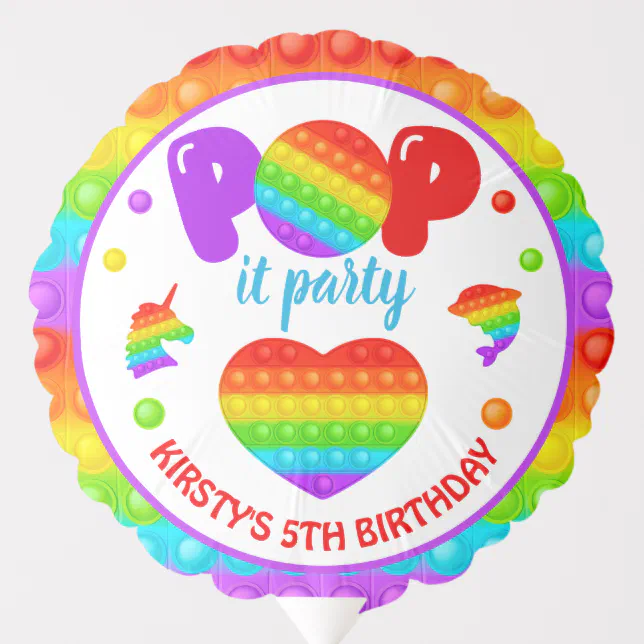 Rainbow Pop It Fidget Toy Birthday Party Balloon | Zazzle