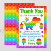 Rainbow Pop It Fidget Toy Birthday Party Thank You Card | Zazzle