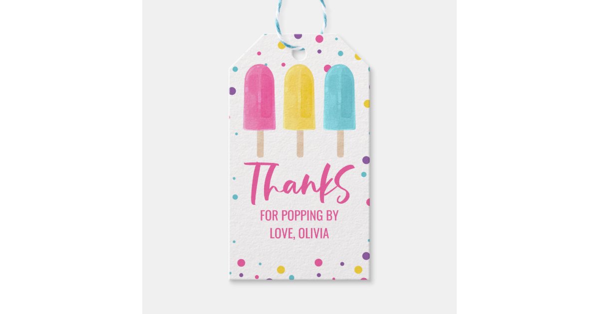 Rainbow Pops Summer Birthday Gift Tags | Zazzle