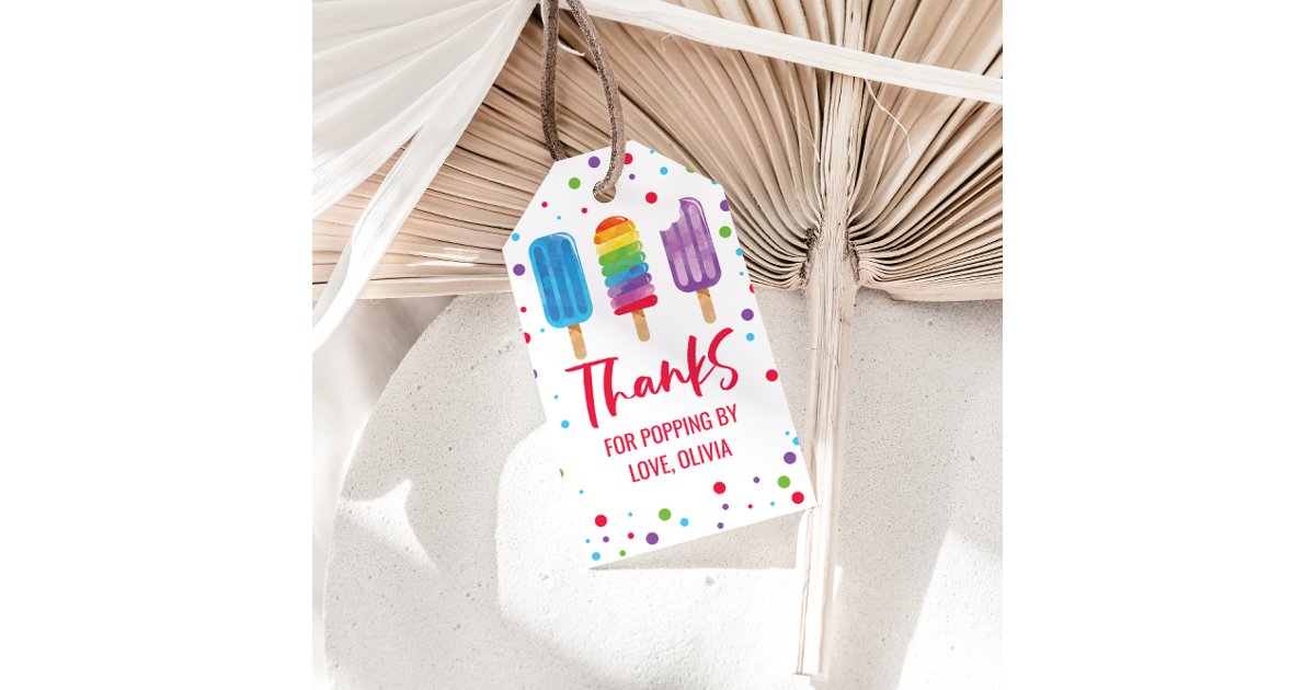 Rainbow Pops Summer Birthday Gift Tags | Zazzle