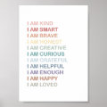 Rainbow Positive Affirmations For Kids Nursery Poster | Zazzle