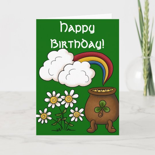 Rainbow Pot o' Gold Happy March Birthday Card | Zazzle.com