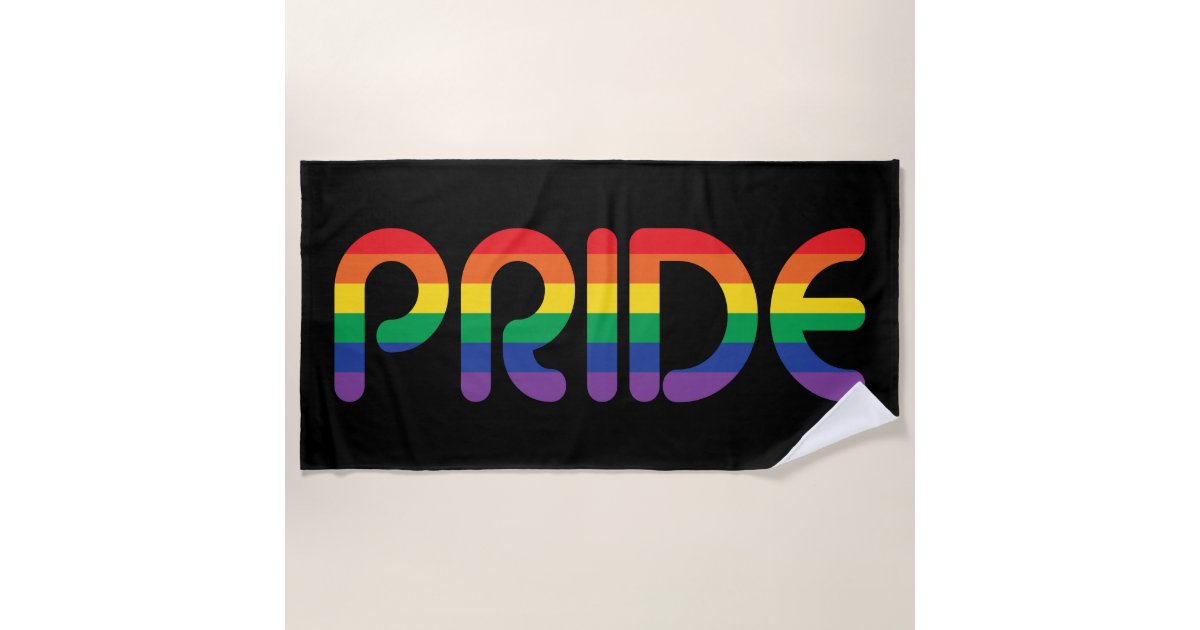 Rainbow Pride Balloon Letters Beach Towel | Zazzle