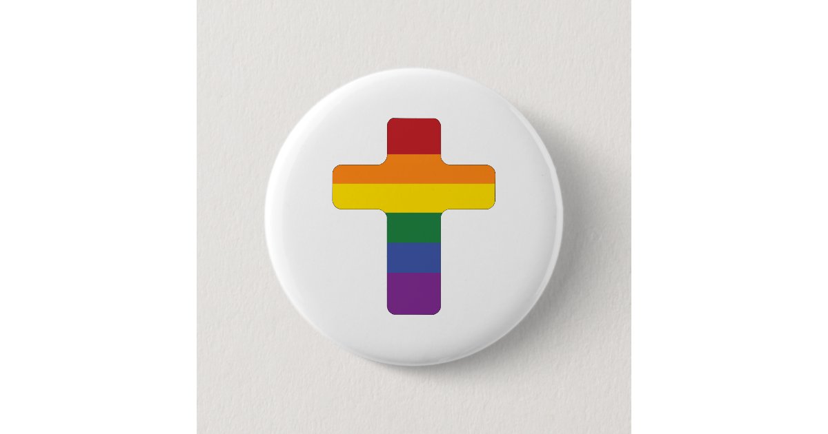 Rainbow Pride Flag Cross Button | Zazzle