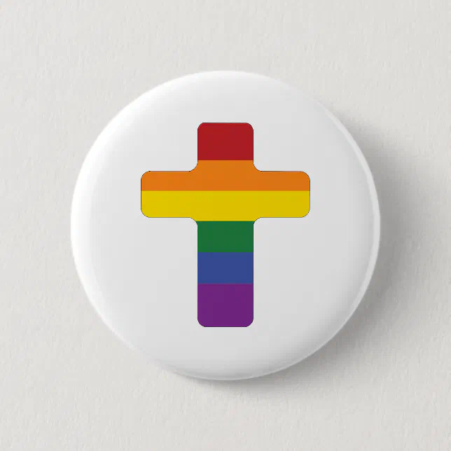 Rainbow Pride Flag Cross Button | Zazzle