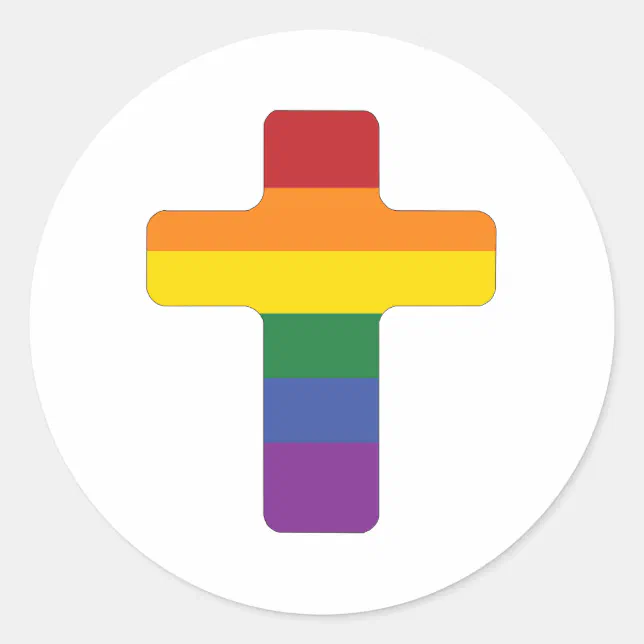 Rainbow Pride Flag Cross Classic Round Sticker | Zazzle