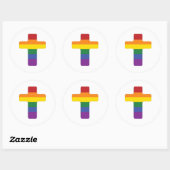 Rainbow Pride Flag Cross Classic Round Sticker | Zazzle