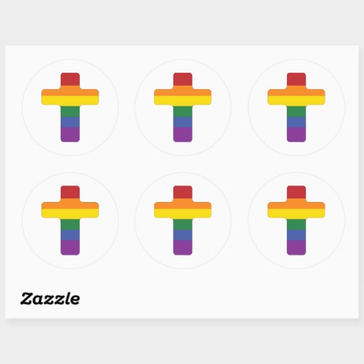 Rainbow Pride Flag Cross Classic Round Sticker | Zazzle