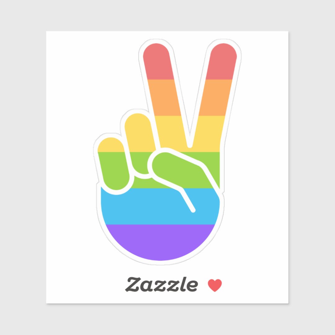 Rainbow Pride Hand Peace Sign Kiss Cut Sticker | Zazzle