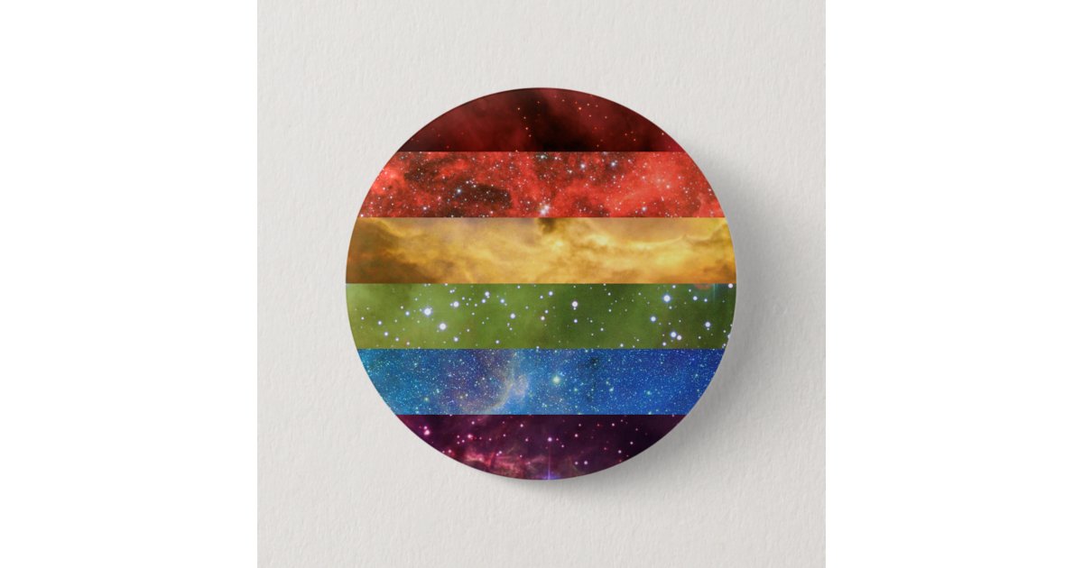 Rainbow pride nebula flag pin | Zazzle