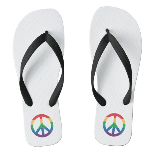 Rainbow Pride Peace Sign Flip Flops | Zazzle.com