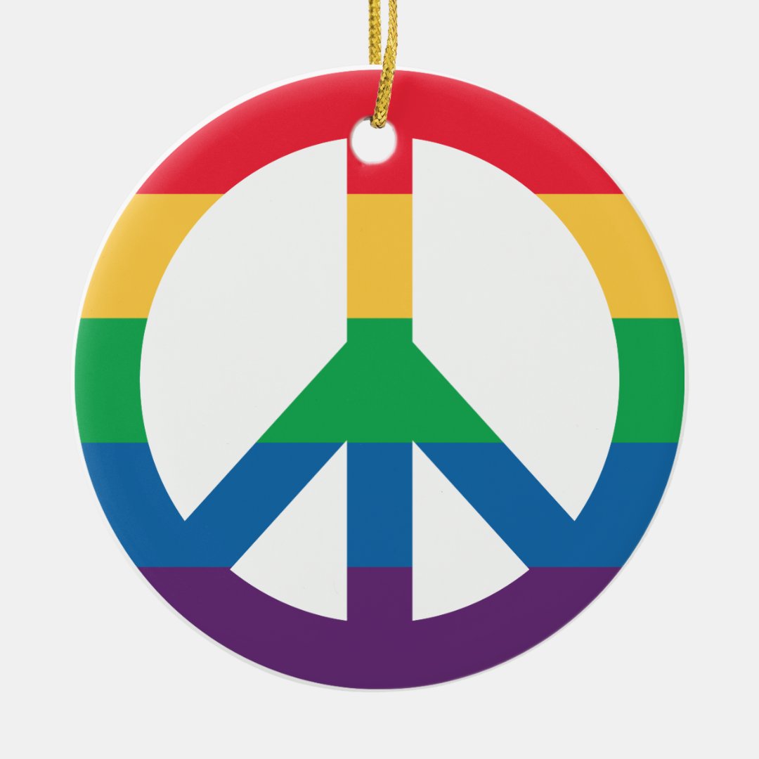 Rainbow Pride Peace Sign Ornament | Zazzle