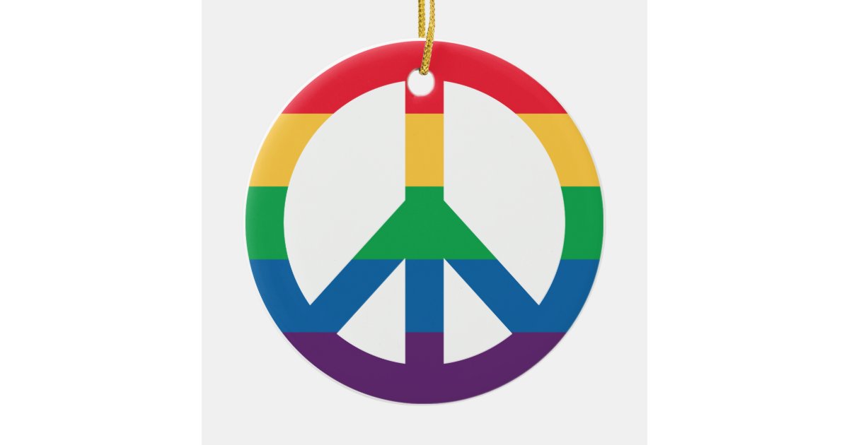 Rainbow Pride Peace Sign Ornament | Zazzle