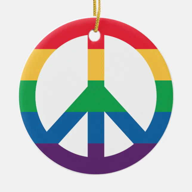 Rainbow Pride Peace Sign Ornament | Zazzle