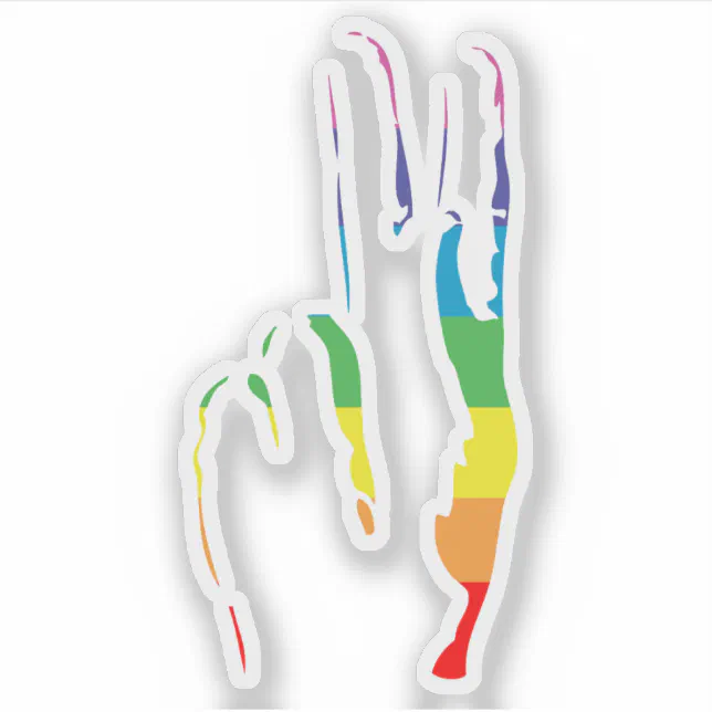rainbow pride peace sign sticker | Zazzle