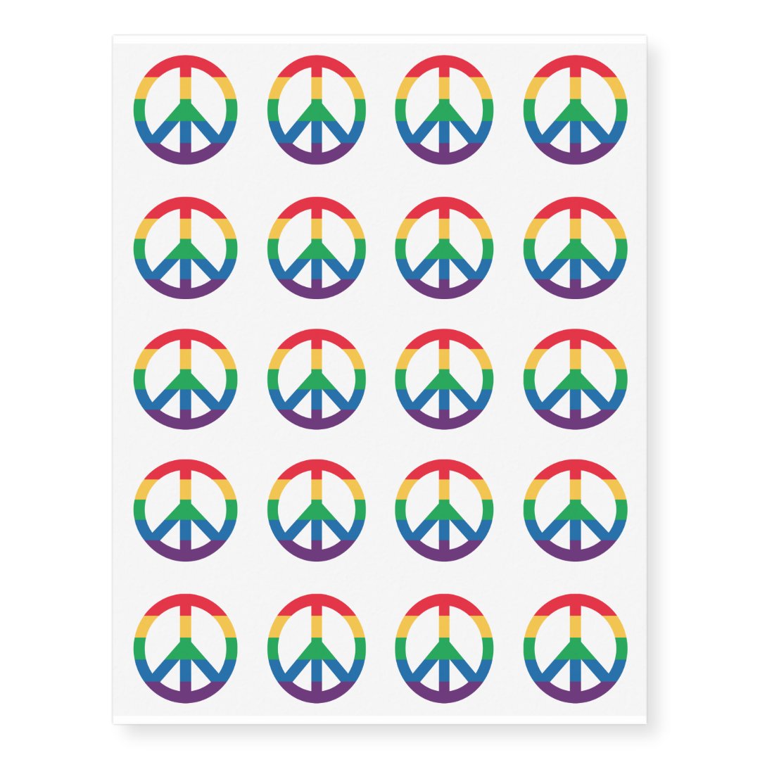 Rainbow Pride Peace Sign Temporary Tattoos | Zazzle