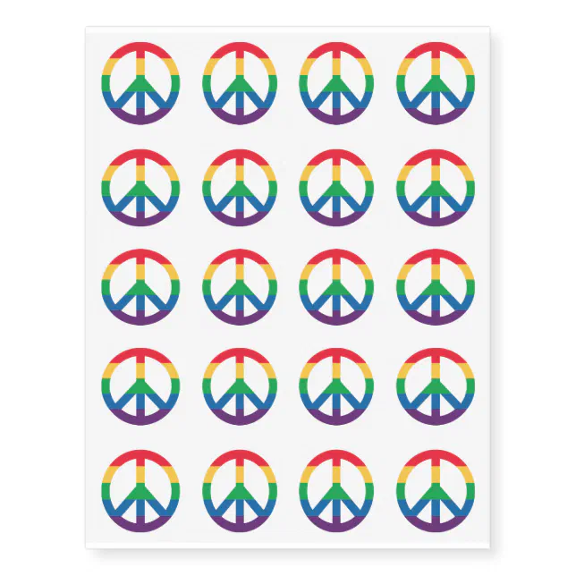 Rainbow Pride Peace Sign Temporary Tattoos | Zazzle