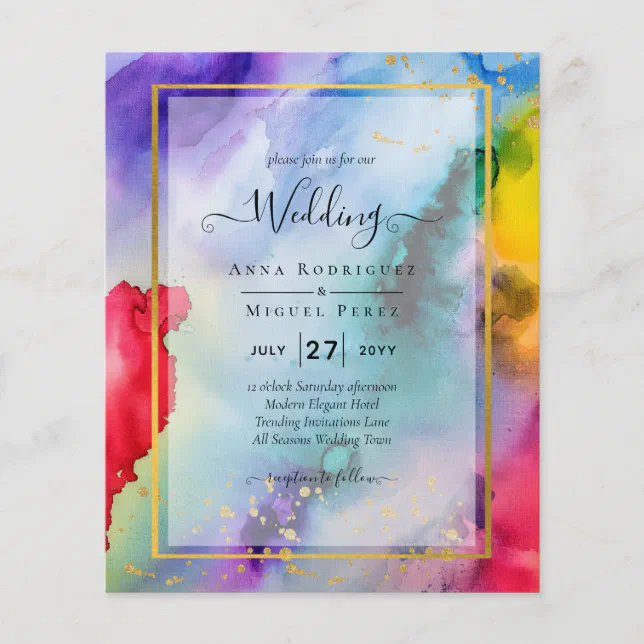 RAINBOW PRIDE WEDDING INVITATION Ink LeahG | Zazzle