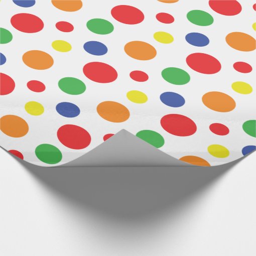 Rainbow Primary Polka Dots Pattern Wrapping Paper | Zazzle