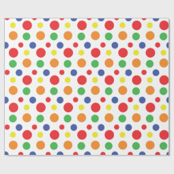 Rainbow Primary Polka Dots Pattern Wrapping Paper | Zazzle