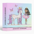 Rainbow Princess Unicorn School 3 Ring Binder | Zazzle