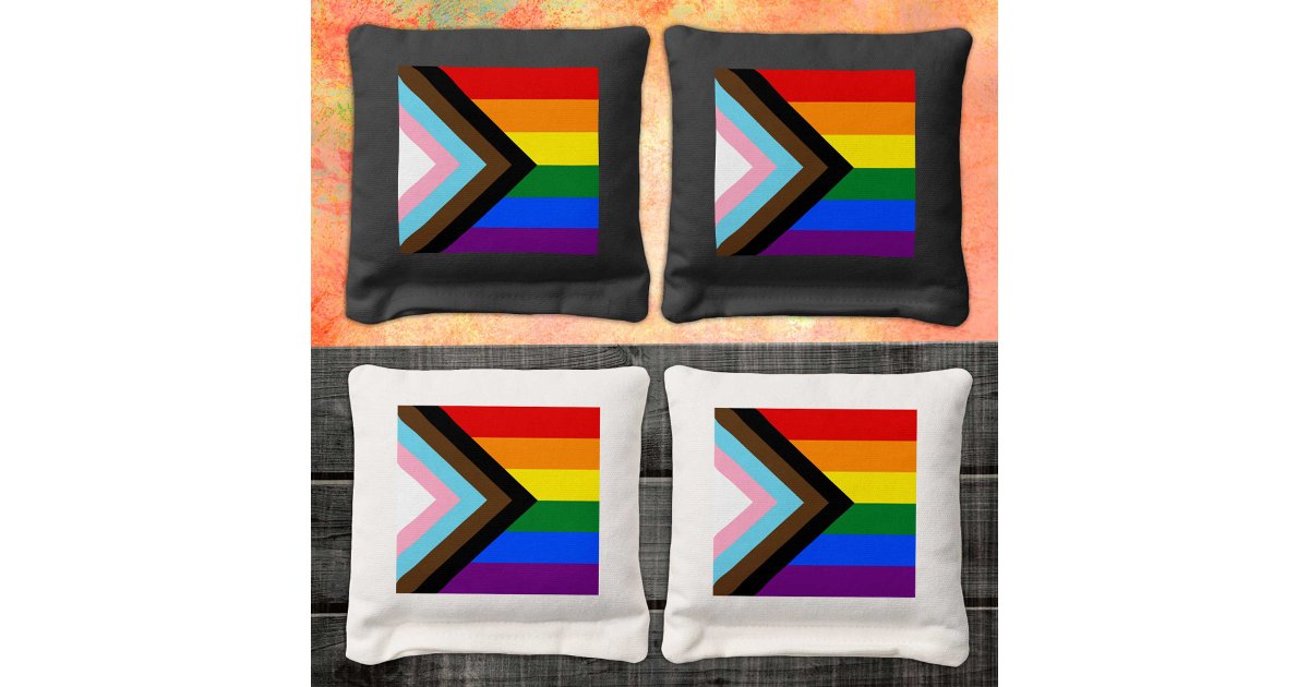 Rainbow Progress Flag & LGBTQ, Pride Cornhole bags | Zazzle