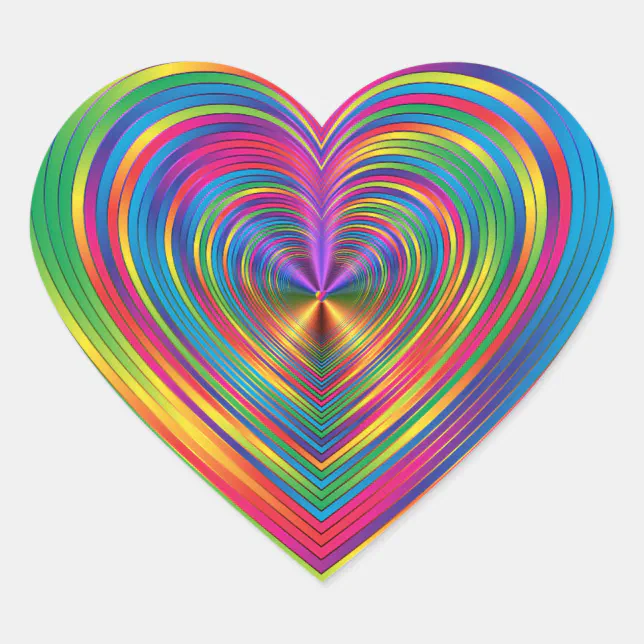 Rainbow Psychedelic Create Your Own Blank Template Heart Sticker | Zazzle