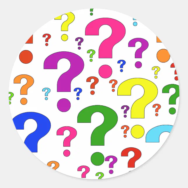 Rainbow Question Marks Classic Round Sticker | Zazzle