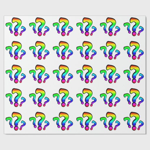 Rainbow Question Marks Wrapping Paper | Zazzle