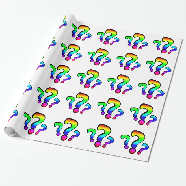 Rainbow Question Marks Wrapping Paper | Zazzle