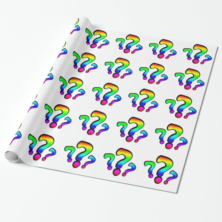 Rainbow Question Marks Wrapping Paper | Zazzle