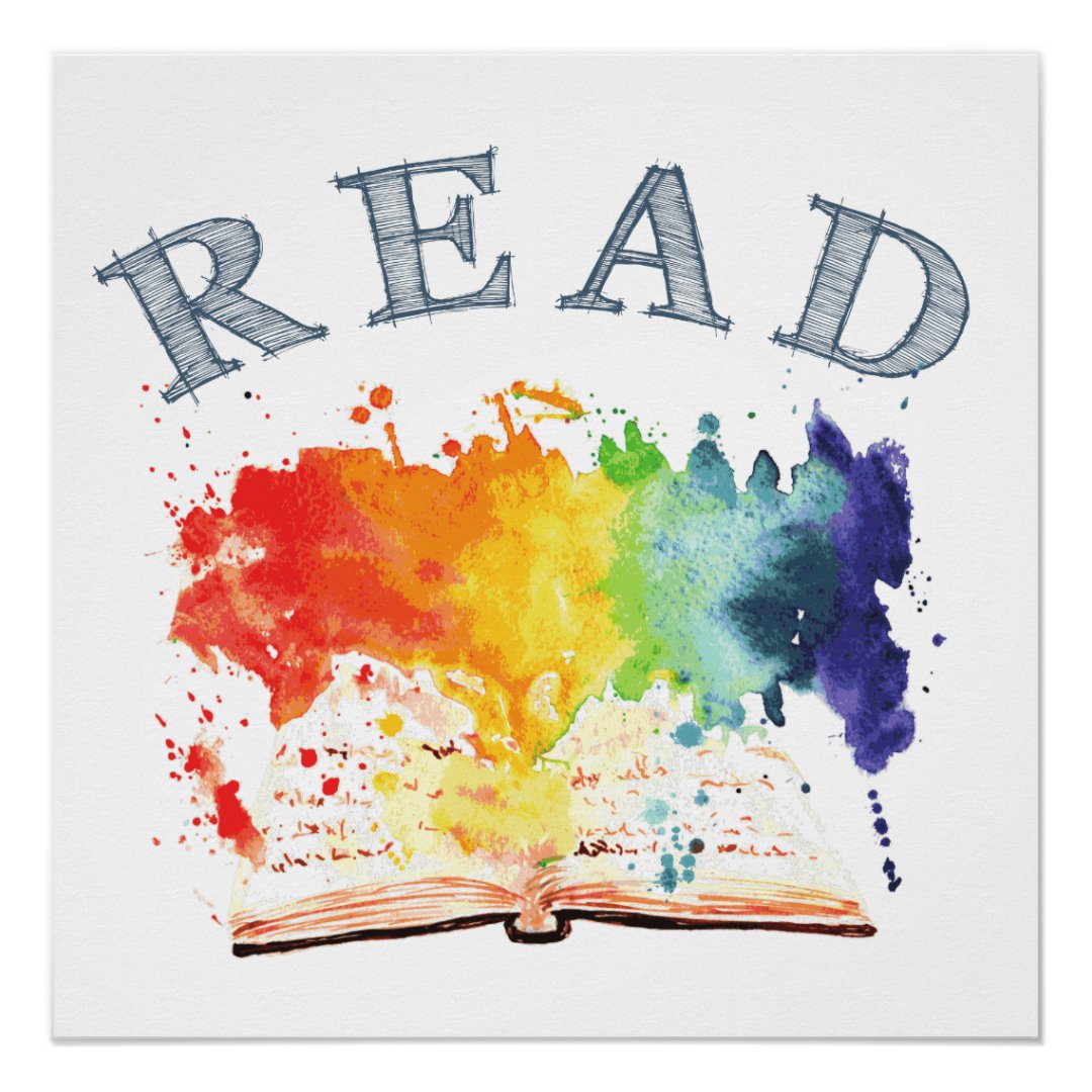Rainbow Read Watercolor Book Nook Poster | Zazzle