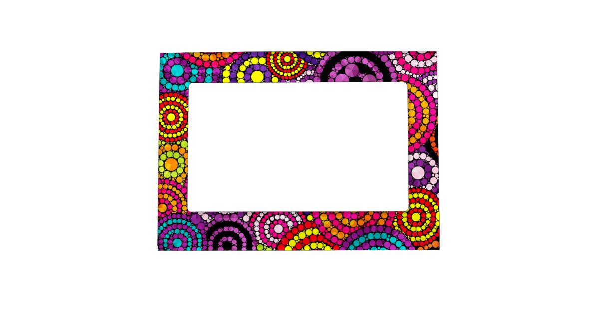 Rainbow Retro Bling Abstract Pattern Magnetic Picture Frame | Zazzle