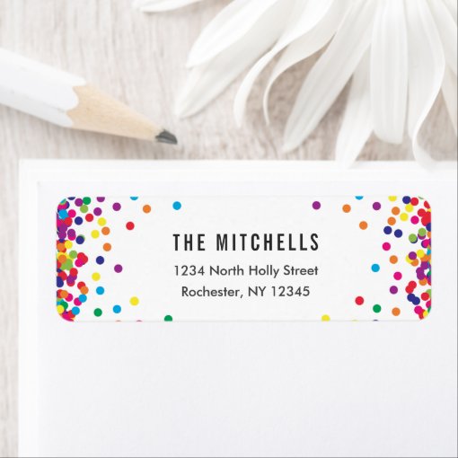 Rainbow Return Address Labels | Birthday Party | Zazzle
