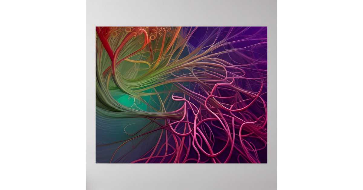 Rainbow Rhizomes Digital Art Poster | Zazzle