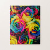 Rainbow Roses Colorful Floral Flower Bouquet Jigsaw Puzzle | Zazzle