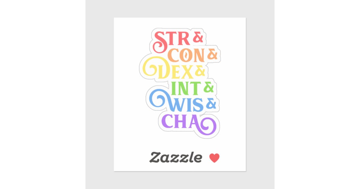 Rainbow RPG Stats Tabletop Sticker | Zazzle