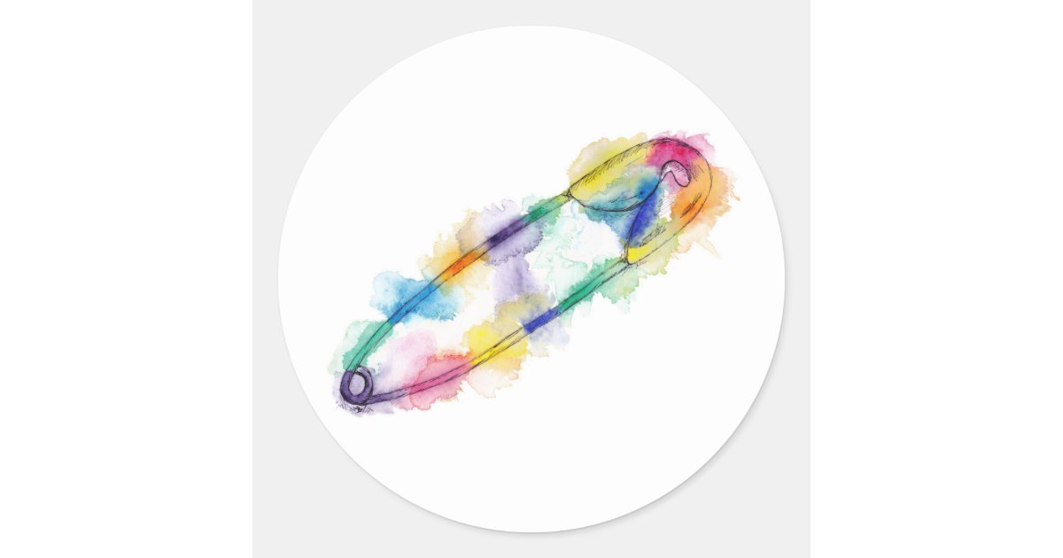Rainbow Safety Pin Stickers | Zazzle