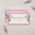 Rainbow scroll leaf lime pink damask borders business card | Zazzle