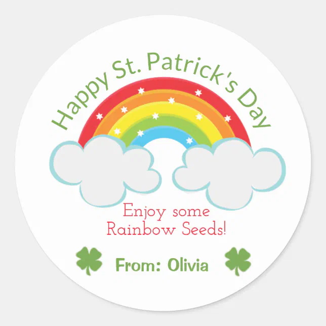 Rainbow Seeds St. Patrick's Day Custom Sticker | Zazzle