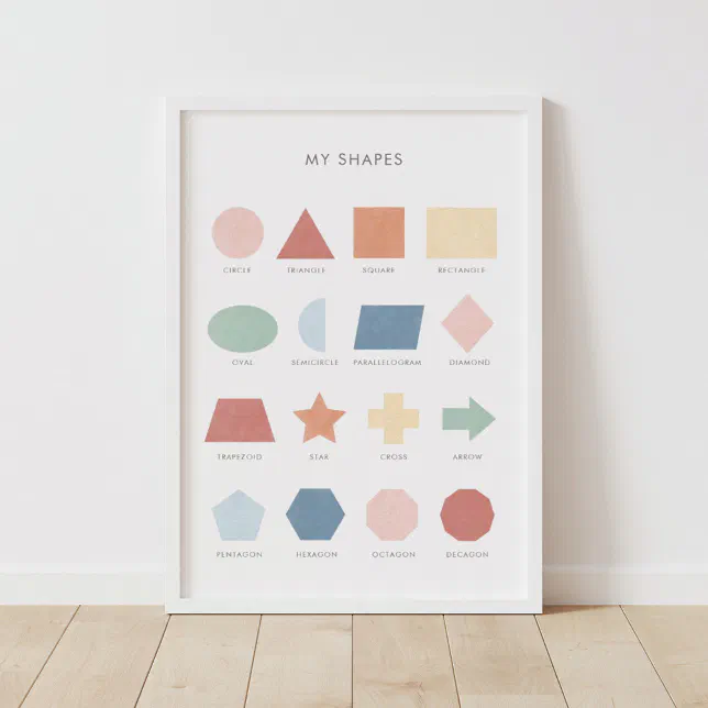 Rainbow Shapes Poster Classroom Decor | Zazzle