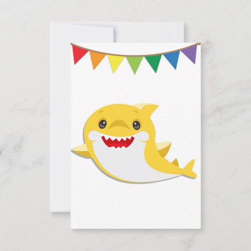 Rainbow Sharks Birthday Celebration Thank You Card | Zazzle