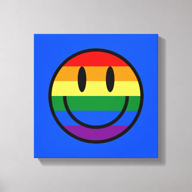 Rainbow Smiley Face Canvas Print | Zazzle